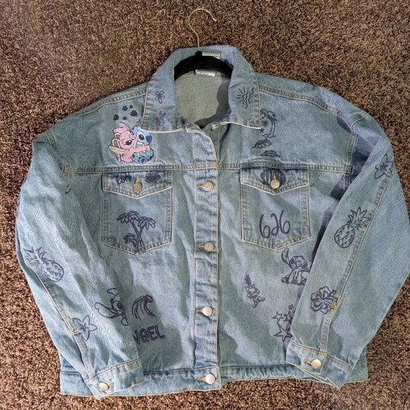 Disney | Jackets & Coats | Disney Denim Jacket With Stitch Embroidery ...